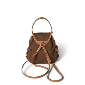 Miu Miu Canvas And Leather Backpack - Cocoa Brown/brandy
