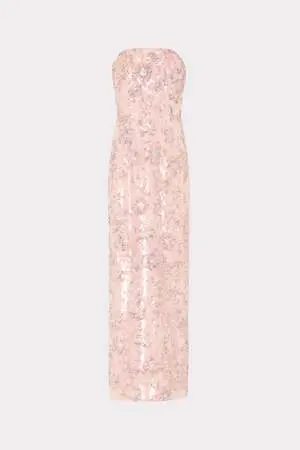 MILLY Jasmine Strapless Maxi Gown - Blush