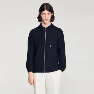 Sandro Hooded Zip-up Shirt Jacket - Black