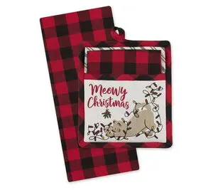 DESIGN IMPORTS Meowy Paws Christmas Potholder G Ift Set - One-color