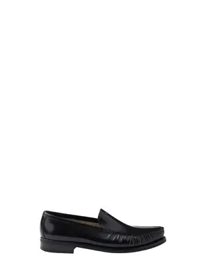 Prada Brushed Leather Loafers - Charcoal