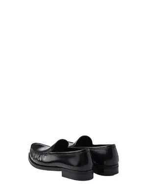 Prada Brushed Leather Loafers - Charcoal