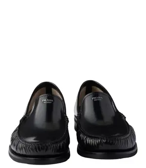 Prada Brushed Leather Loafers - Charcoal
