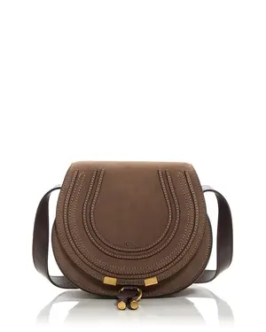 Chloé Marcie Small Saddle Bag - Flannel Gray Suede