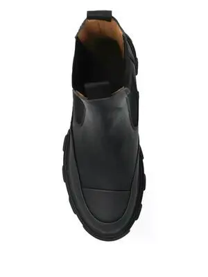 GANNI Leather Ankle Boots - Black