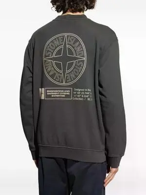 Stone Island Logo-embroidered Crew-neck Sweatshirt - Grey