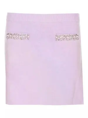 SELF-PORTRAIT Rhinestone-embellished Knit Skirt - Purple