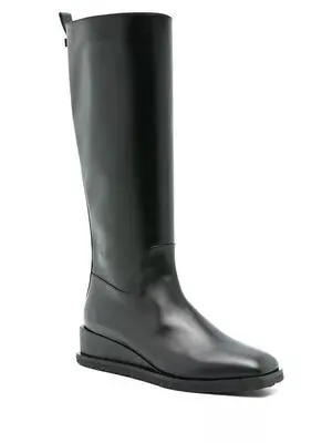 FERRAGAMO Wayde Leather Wedge Boots