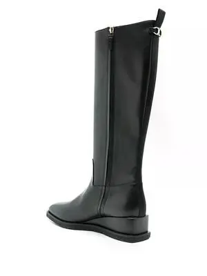 FERRAGAMO Wayde Leather Wedge Boots