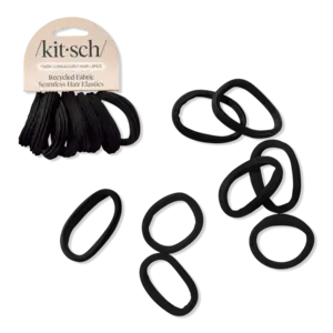KITSCH Recycled Fabric Seamless Hair Elastics 8-piece Set - Black