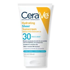 Cerave Hydrating Sheer Sunscreen Spf 30 Face & Body Lotion - One-color