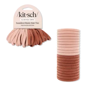KITSCH Recycled Fabric Seamless Hair Elastics, 20 Piece Set - Blush