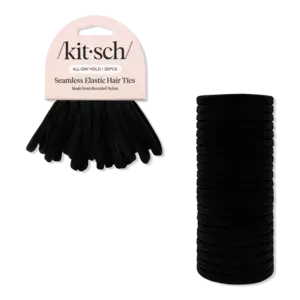 KITSCH Set Of 20 Recycled Fabric Hair Ties - Black