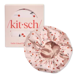 KITSCH Satin-lined Flexi Shower Cap - Cherry Print