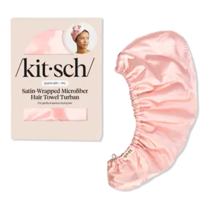 KITSCH Satin Lined Microfiber Hair Towel - Blush