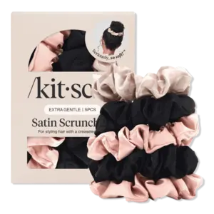 KITSCH Satin Hair Scrunchies - Pink/black