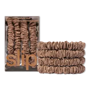 Slip Pure Silk Skinny Scrunchies 4pc Set - Light Brown