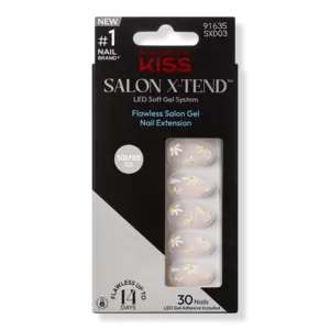 Kiss Salon X-tend Medium Almond Press On Nails Led Gel Nails - Red Flags