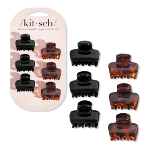 KITSCH Recycled Plastic Mini Puffy Claw Clips - Black & Tort