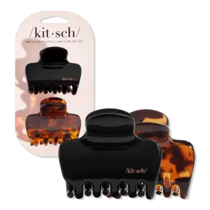 KITSCH Puffy Claw Clip Set - Black & Tort