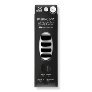 DASHING DIVA Glaze Color Semi-cured Gel Nail Strips - Real Black