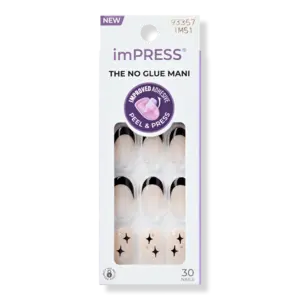 Kiss Impress Design Short Press-on Manicure Nails - Gold Ring