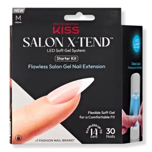 Kiss Salon X-tend Led Soft Gel System Press-on Nails Starter Kit - Pure