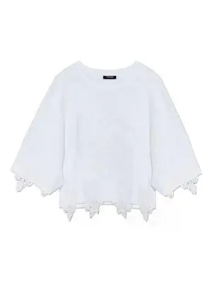 Balmain Embroidered Lace-trimmed Top