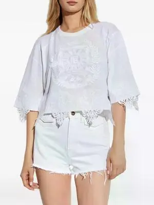 Balmain Embroidered Lace-trimmed Top