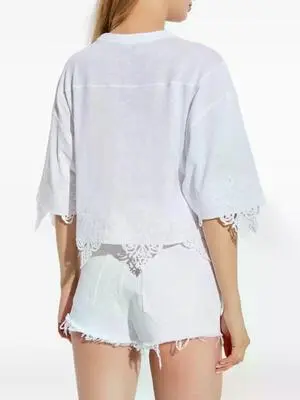 Balmain Embroidered Lace-trimmed Top