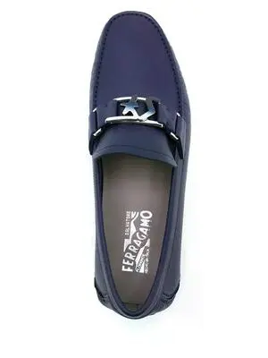 FERRAGAMO Logo Plaque Loafers - Blue