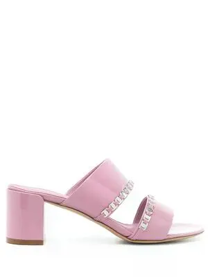 FERRAGAMO Gancini Plaque Leather Sandals