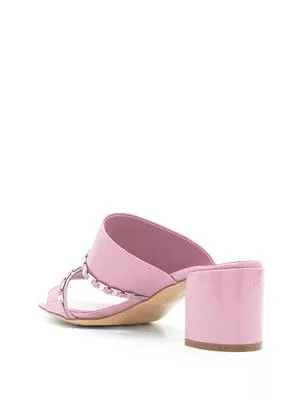 FERRAGAMO Gancini Plaque Leather Sandals