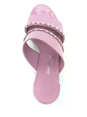 FERRAGAMO Gancini Plaque Leather Sandals