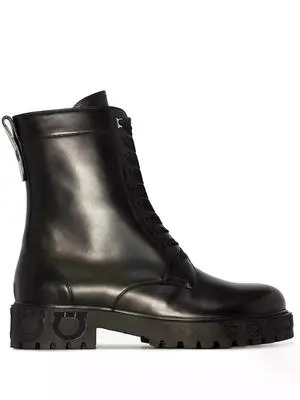 FERRAGAMO Gancini-motif Combat Boots