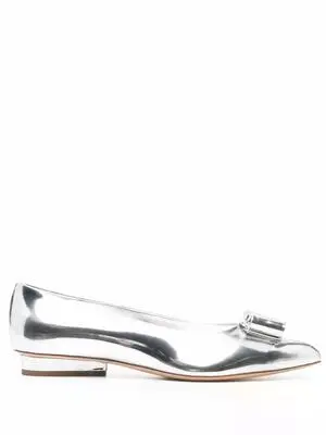 FERRAGAMO Viva Bow Ballerina Shoes - Silver