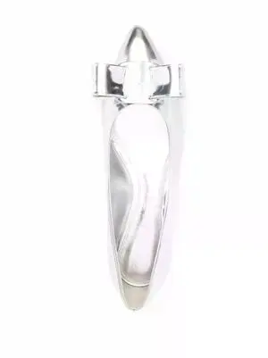 FERRAGAMO Viva Bow Ballerina Shoes - Silver