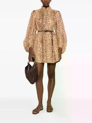 Zimmermann Cascadian Leopard-print Mini Dress - Brown