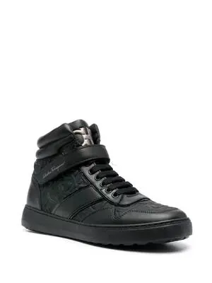 FERRAGAMO Embossed Leather Hi-top Sneakers