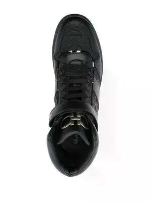 FERRAGAMO Embossed Leather Hi-top Sneakers