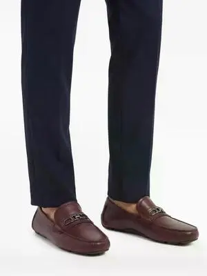 FERRAGAMO Gancini-buckle Leather Loafers - Red