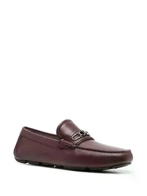 FERRAGAMO Gancini-buckle Leather Loafers - Red
