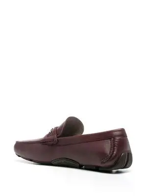 FERRAGAMO Gancini-buckle Leather Loafers - Red