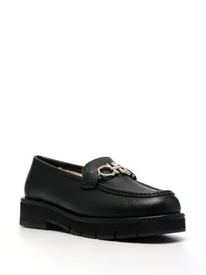 FERRAGAMO Buckle-detail Leather Loafers - Black