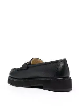 FERRAGAMO Buckle-detail Leather Loafers - Black
