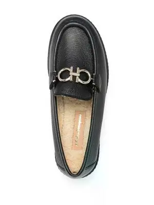 FERRAGAMO Buckle-detail Leather Loafers - Black