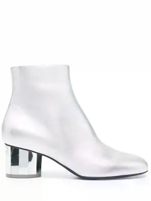 FERRAGAMO Mirrored Heel Leather Ankle Boots