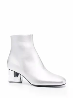 FERRAGAMO Mirrored Heel Leather Ankle Boots