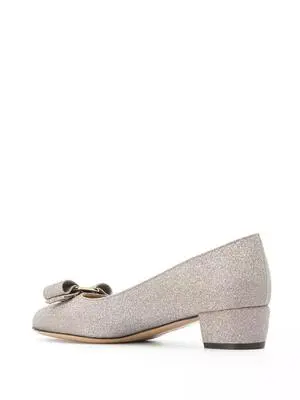 FERRAGAMO Vara Bow Glitter Pumps - Grey