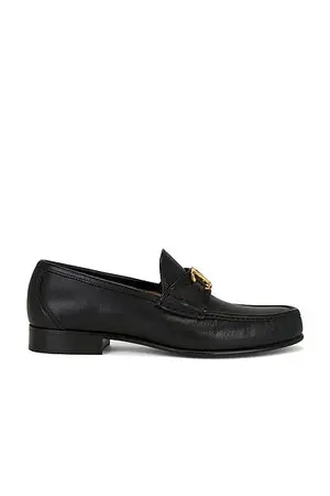 Valentino Garavani Leather Loafer With Gold-tone Hardware - Black